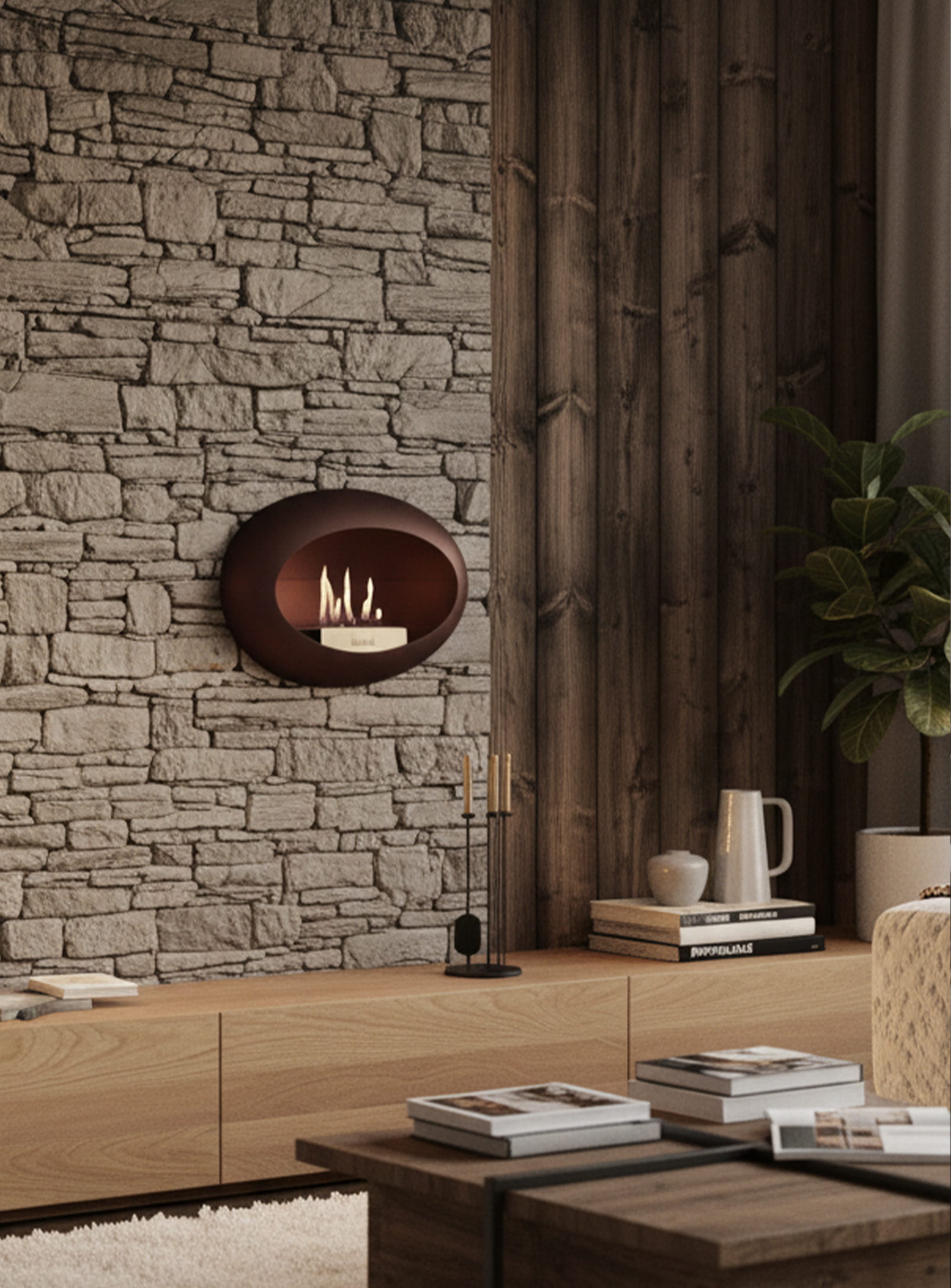 Wall Dome : Foyer mural en mocca - Le Feu – Nüspace