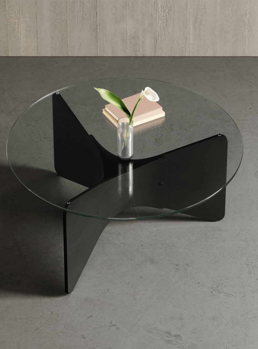 Madera, Round Wood Coffee Table with Glass Top by Umbra – Nüspace