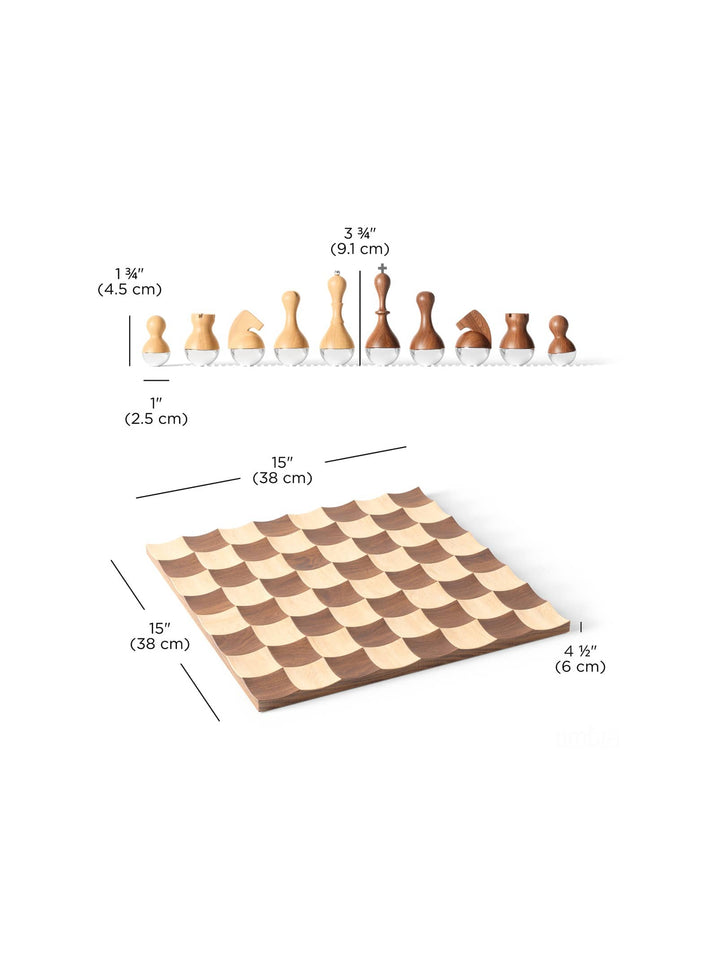 Wobble, Walnut Chess Set by Umbra – Nüspace