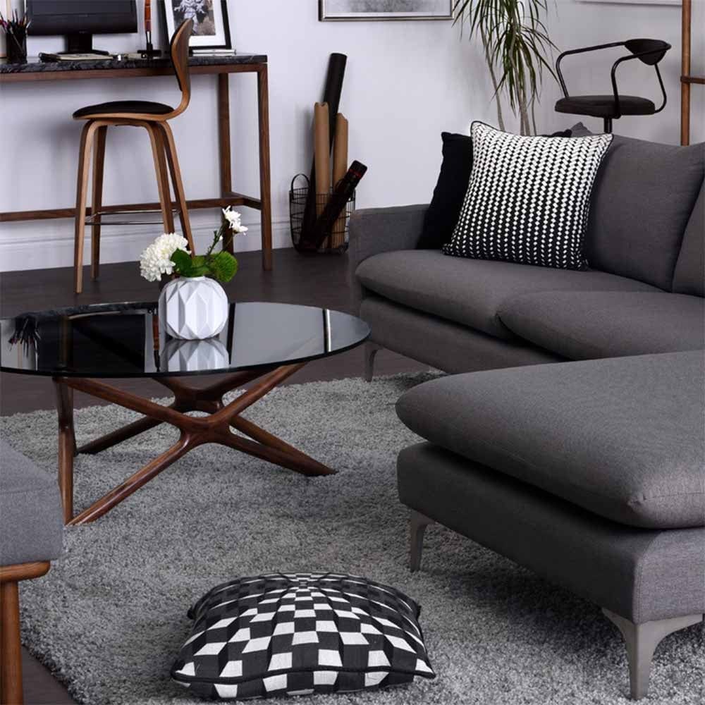 Triple X, table à café en bois avec un plateau en verre – Nüspace